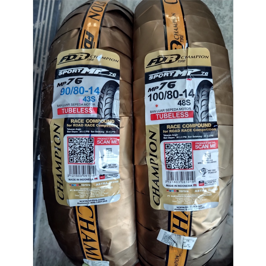 Jual Paket FDR Sport MP76 90 80 14 dan 100 80 14 Tubeless Racing Soft ...