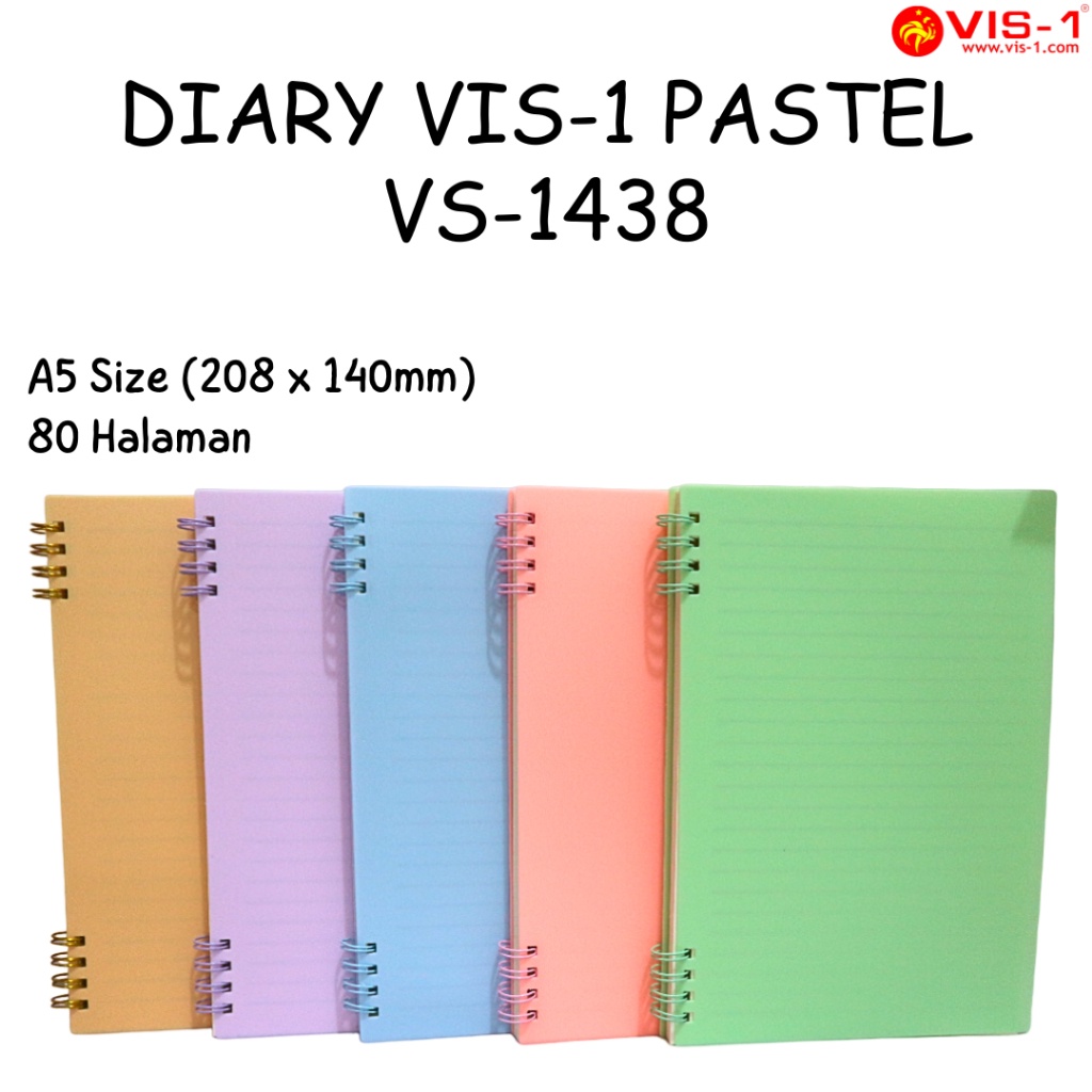 Jual Notebook / Buku Catatan Spiral Vis-1 A5 Pastel - VS-1438 | Shopee ...