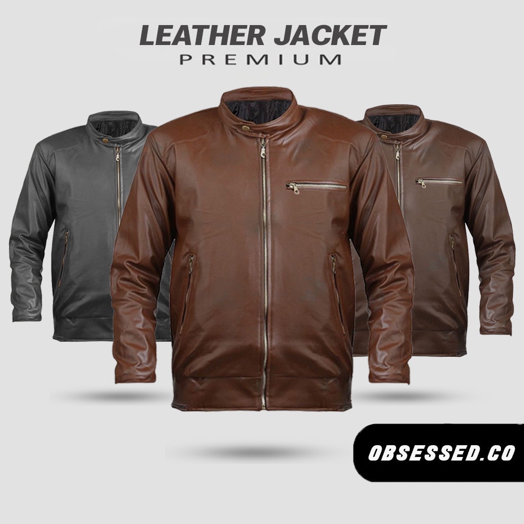 Jual Jaket Kulit Pria Warna Hitam dan Coklat / Jaket Kulit Motor Pria ...