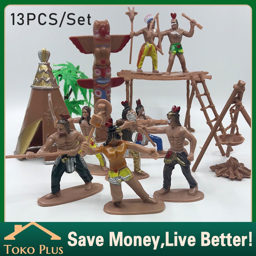 Jual 13Pcs/Set Miniatur Figure Orang Suku Indian Hutan Pedalaman ...