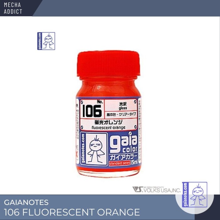 Jual GAIA NOTES Paint Color 106 Fluorescent Orange - Cat Gundam ...