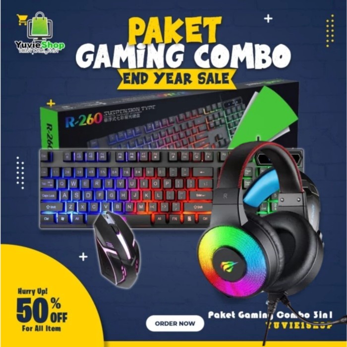 Jual Paket Gaming Combo Keyboard Mouse Headset Headphone Bundle ...