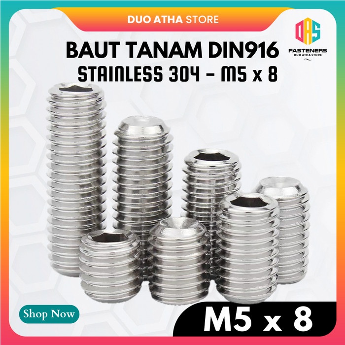 Jual Baut Tanam L M5 x 8 / L-Set Socket M5x8 Stainless SS304 | Shopee Indonesia