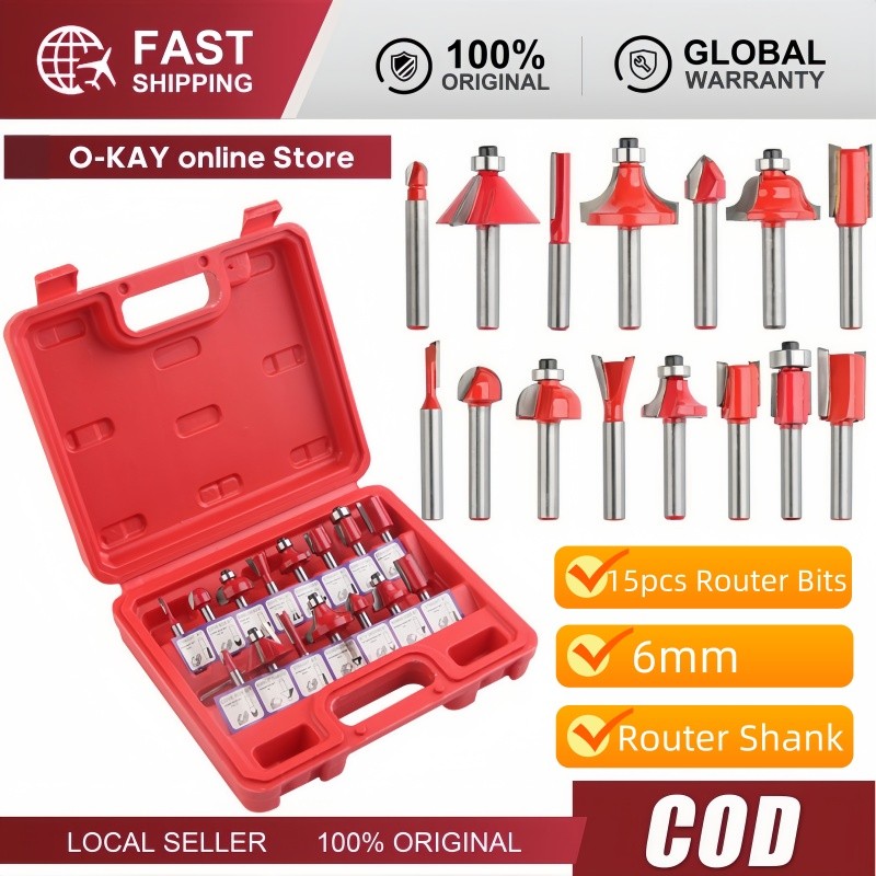 Jual Set Mata Router 15 Pcs, Mata Profil 6mm, Mata Trimmer, Router Bit ...