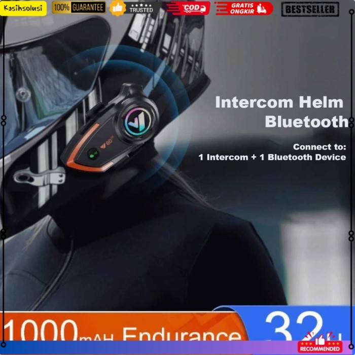 Jual Intercom Helm Bluetooth Headset 2 Riders Music IP67 1000mAh - Y80 ...