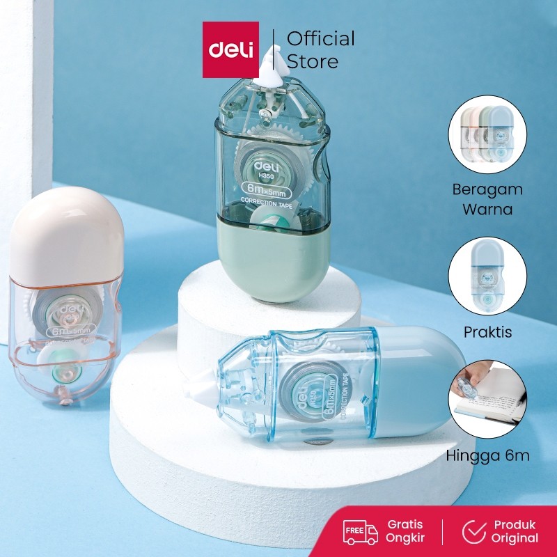 Jual Deli Correction Tape 5mm x 6m/8m/12m EH08-BX | Tip X Kertas - Desain Ergonomis, Warna ...