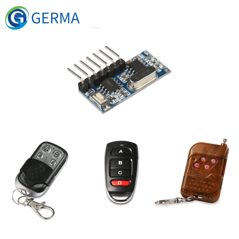 Jual GERMA RF 433mhz Transmitter 4 Button Remote Control + Receiver Module Fixed EV1527 Decoding ...