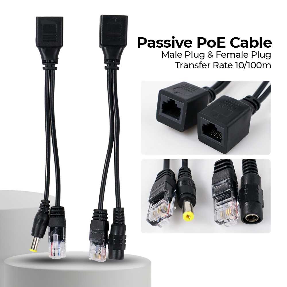 Jual Passive PoE Power Over Ethernet Cable with Male Female Power Plug ...