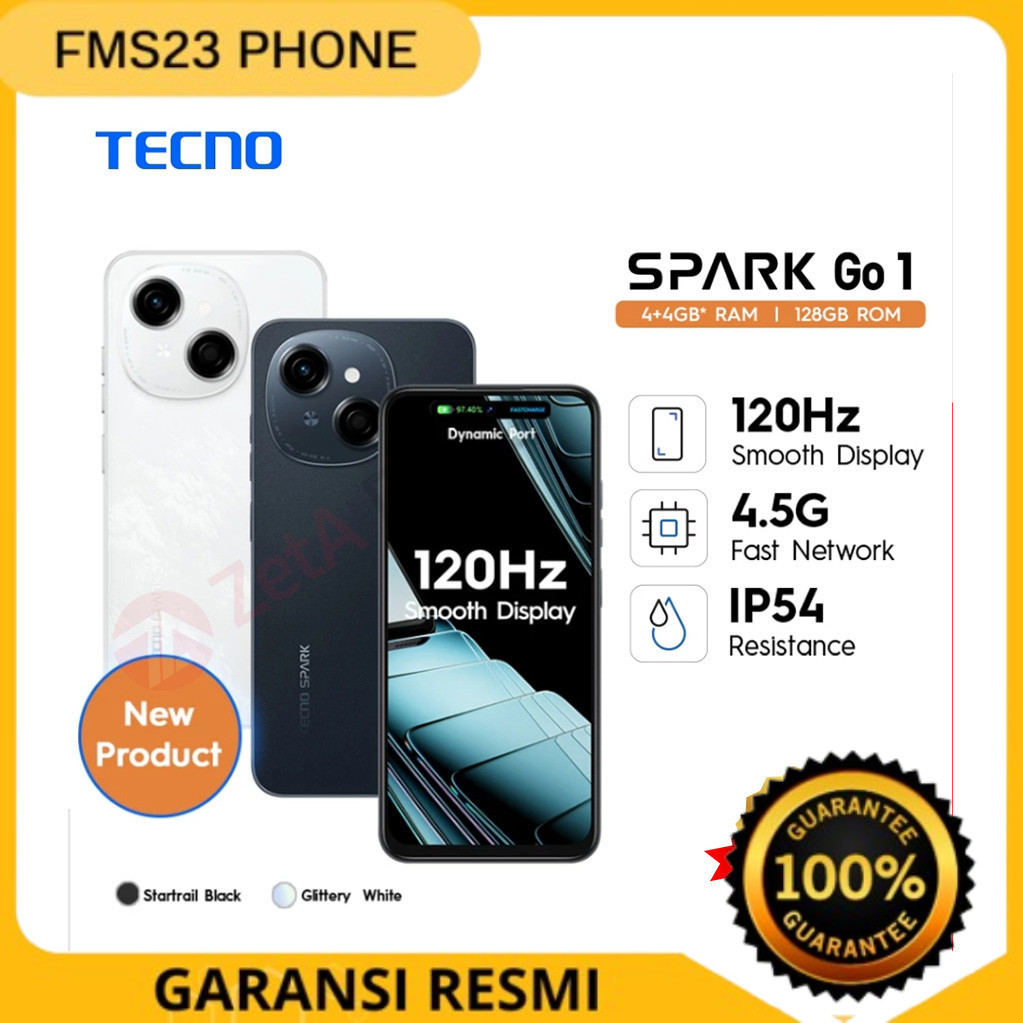 Jual TECNO SPARK GO 1 4GB 128GB UNISOC T615 ANDROID 14 5000 mAh 6,7inch 120Hz Black/White ...
