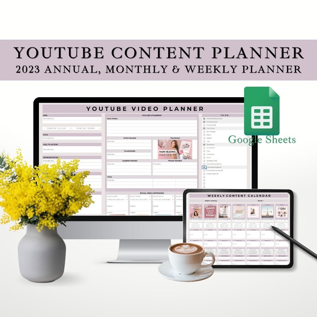 Jual Digital Youtube Content Planner Google Sheets, Video Planner ...