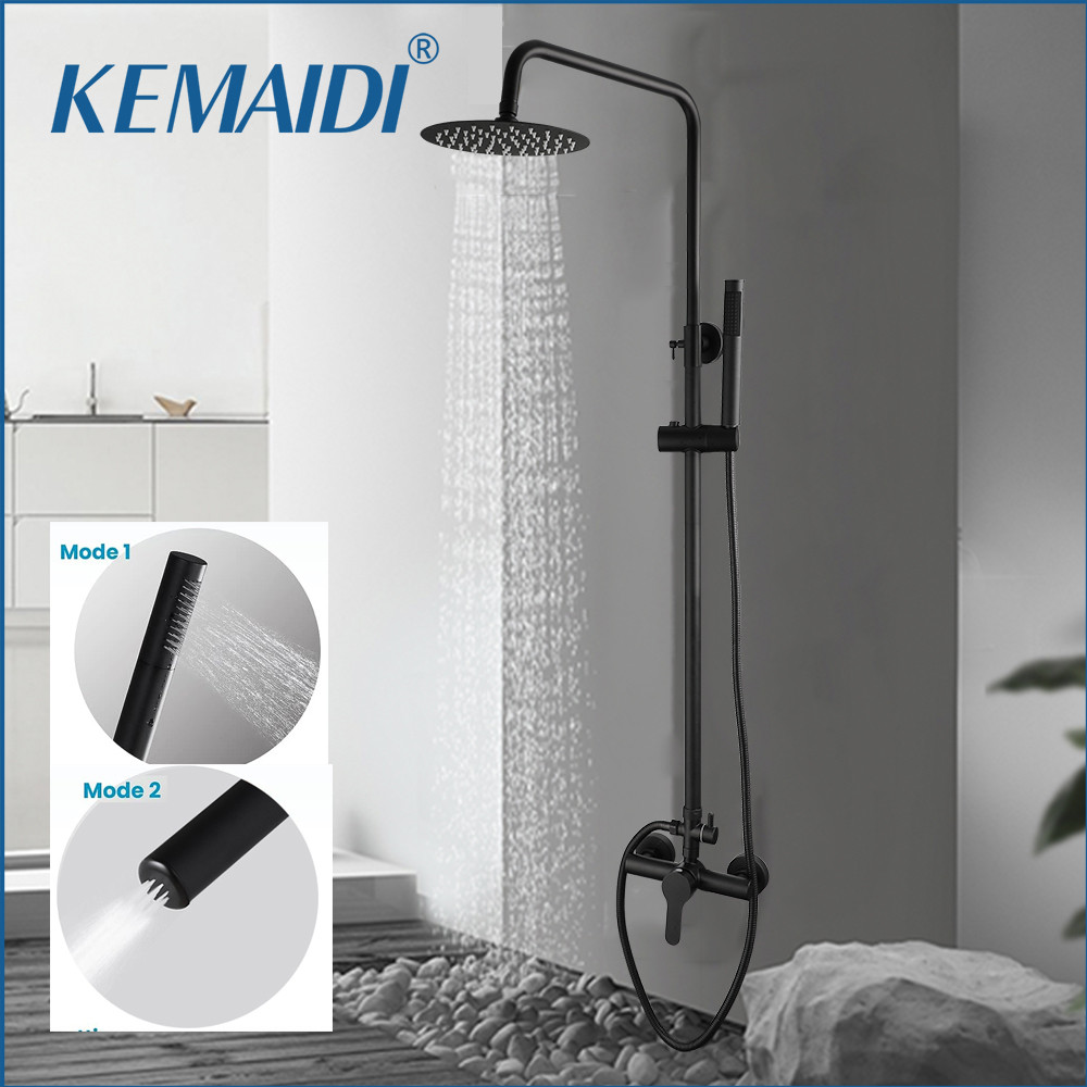 Jual KEMAIDI Bathroom Shower Faucet Sets Matte Black Shower Head with 2 ...
