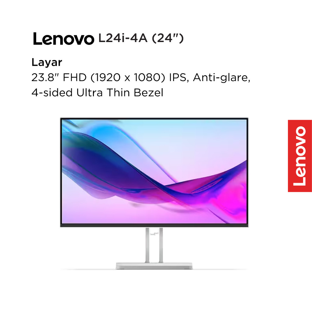 Jual Lenovo Monitor L24i-4A 67BCKAC6WW Cloud Grey 23.8" FHD IPS 250nits ...