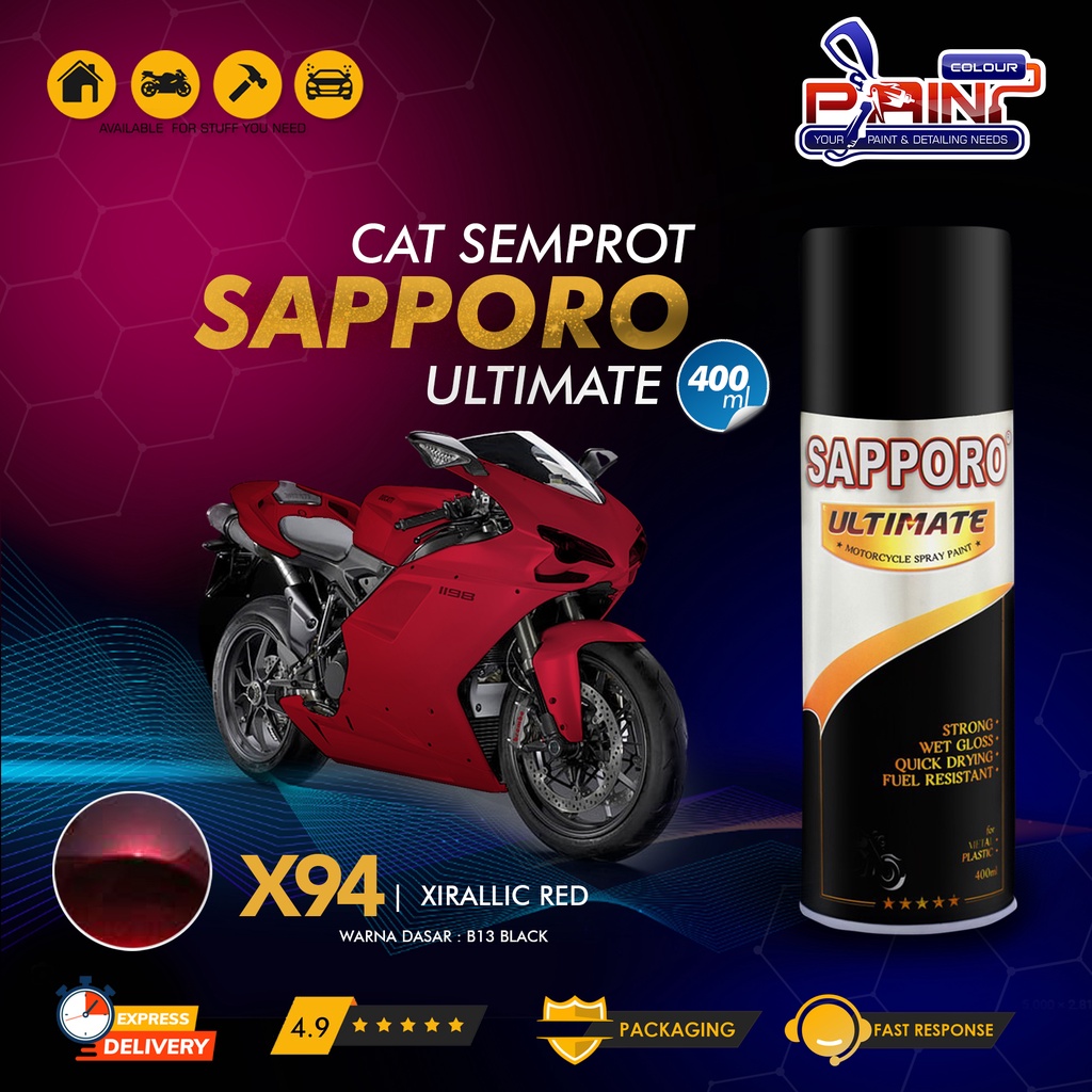Jual SAPPORO ULTIMATE Metallic Colour Cat Semprot - X94 Xirallic Red | Shopee Indonesia