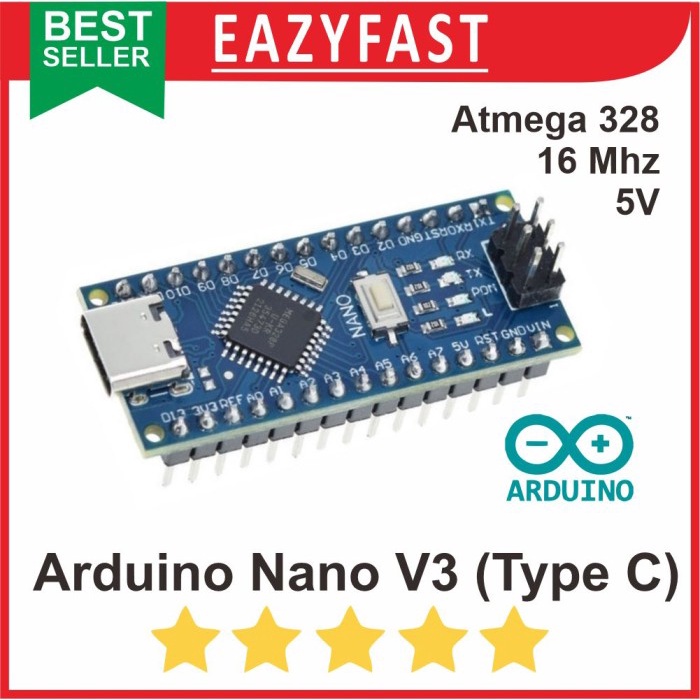 Jual Arduino Nano V3 USB Type C 5V 16Mhz CH340 CH 340 Atmega328 328p ...
