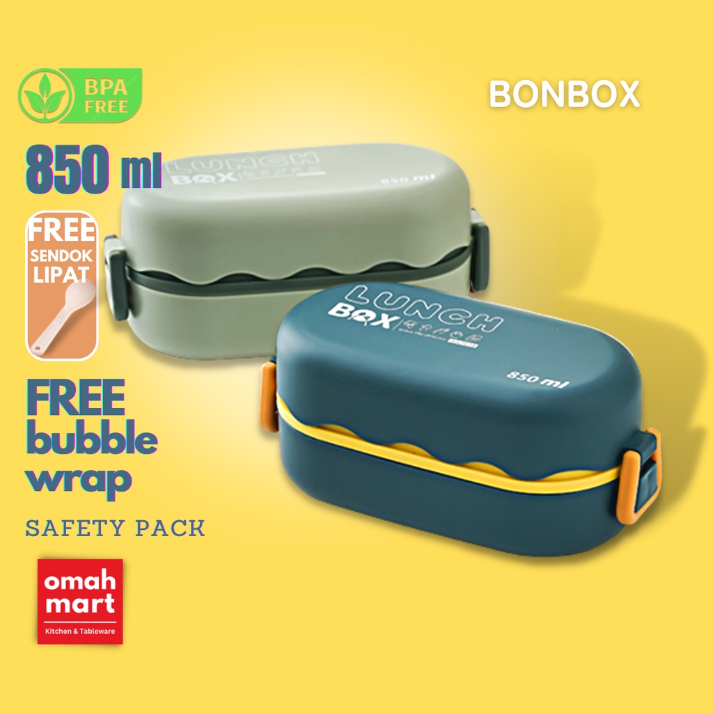Jual BONBOX Lunch Box Kotak Makan 2 Susun Anti Tumpah Microwaveable Food Grade 850ml | Shopee ...