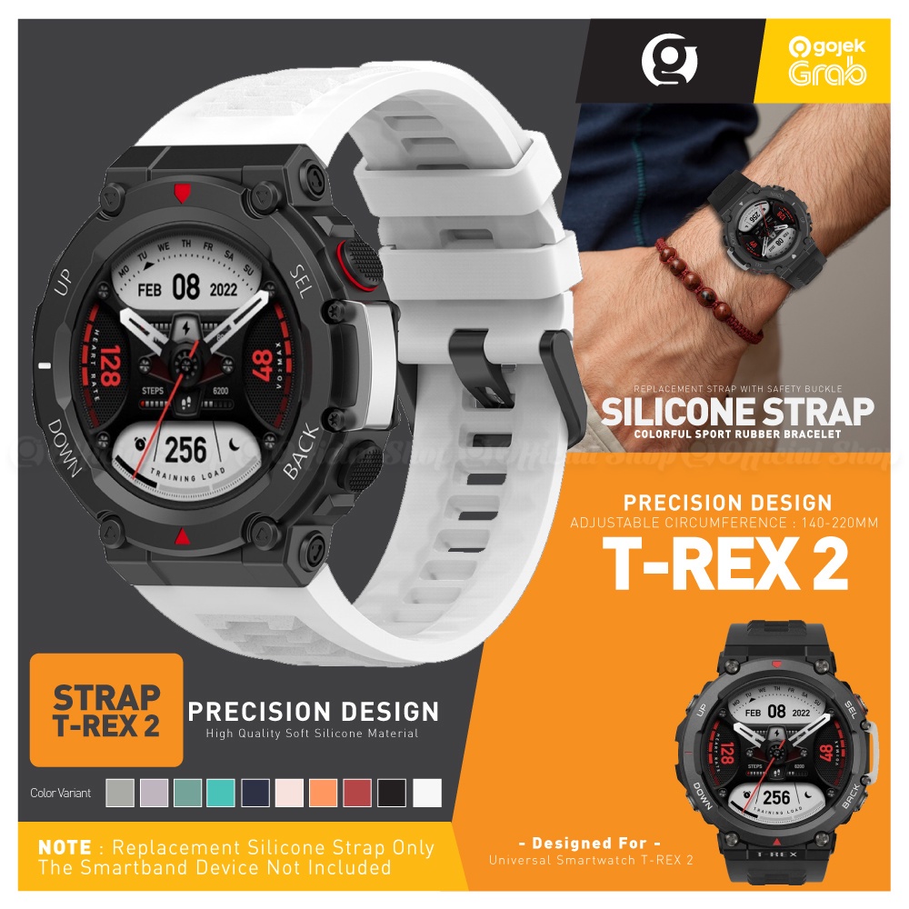 Jual HOP Silicone Strap for Amazfit T-Rex 2 Tali Jam TREX 2 Rubber with Kit | Shopee Indonesia