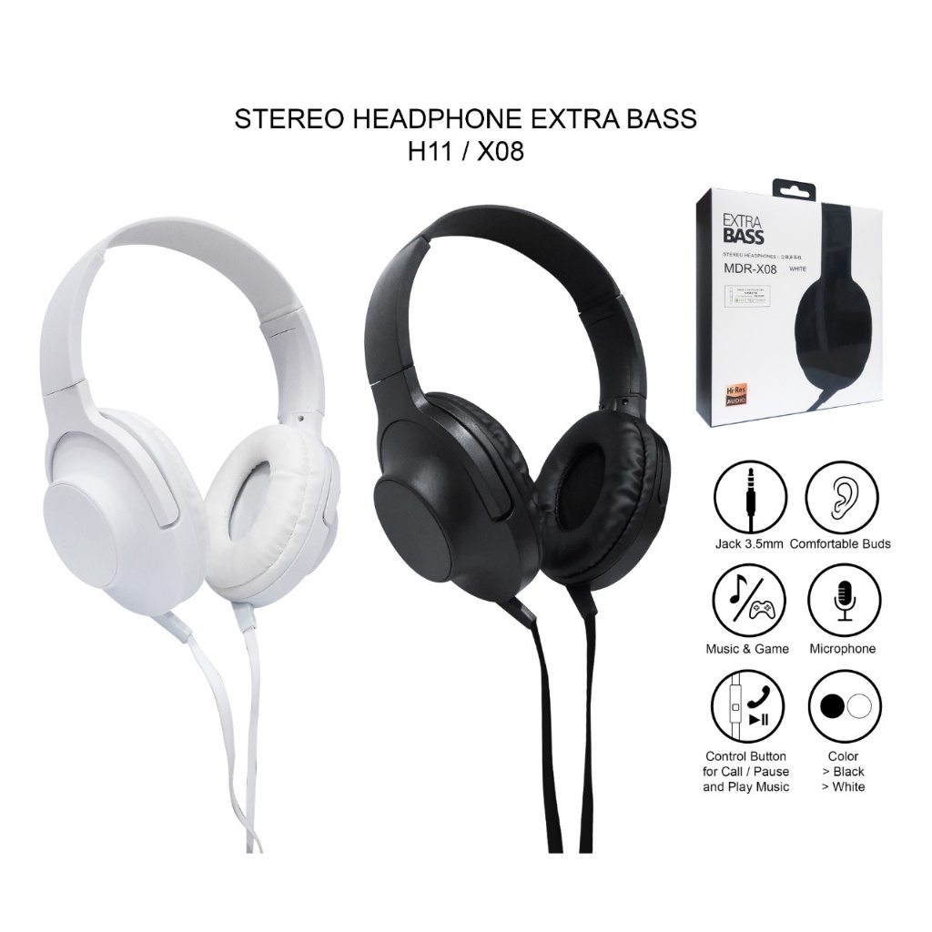 Jual Headset Headphone Bando Gaming X08 Branded Stereo Extra Bass H11 ...