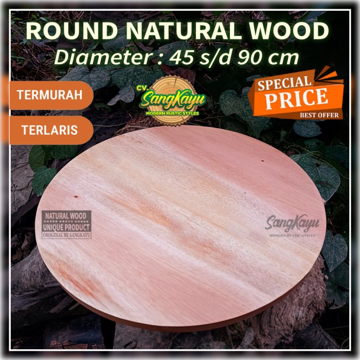 Jual Papan Kayu bulat diameter 75 cm daun meja bulat kayu round wood ...