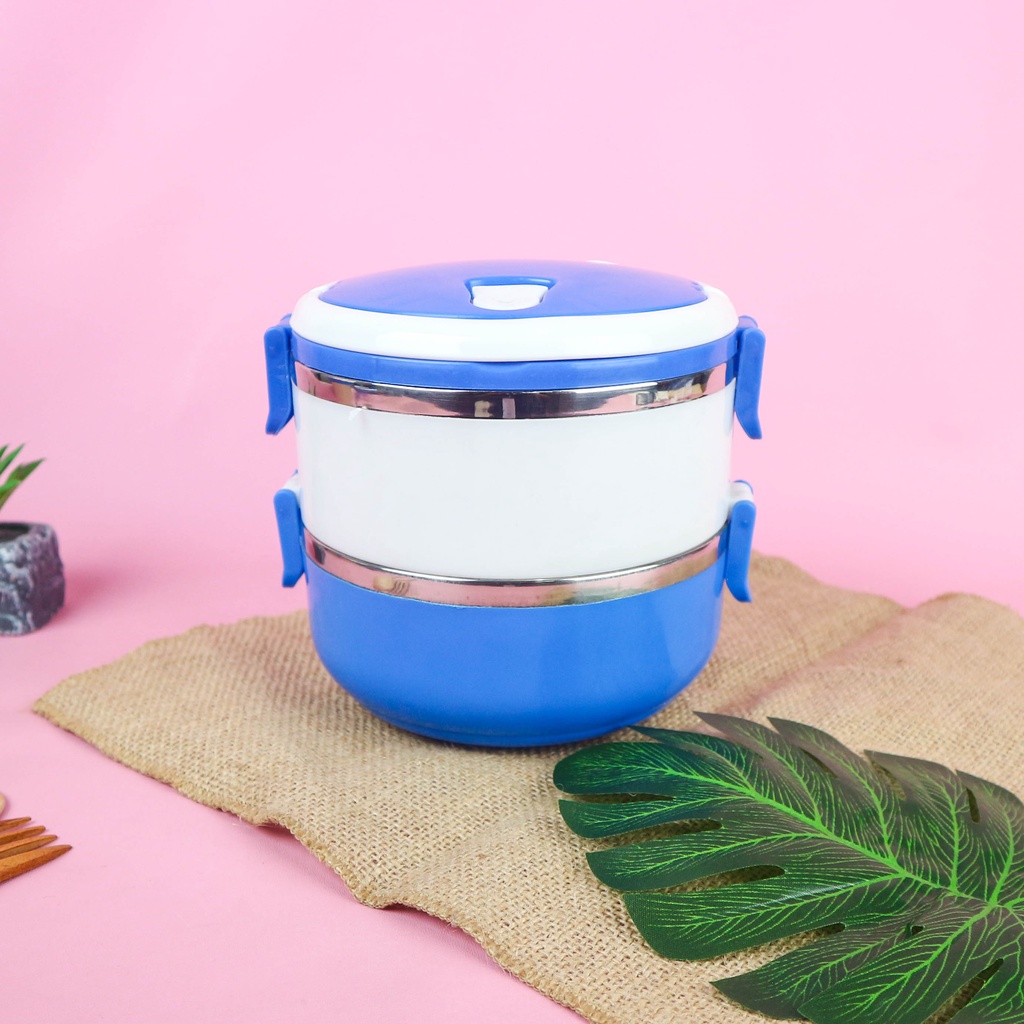 Jual Lunch box rantang bulat stainless steel susun 2 polos- DML ...