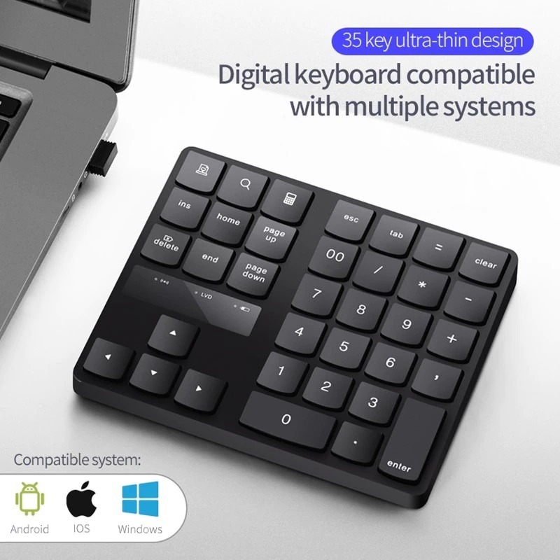 Jual Keyboard Papan Ketik Angka Numerik Keypad Numeric Multimedia Wireless 2.4GHz 35 Tombol USB ...