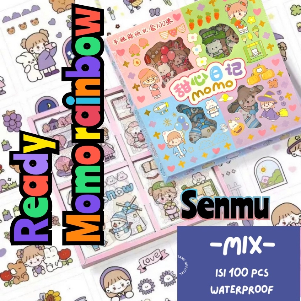 Jual Sticker MOMO Isi 100 Lembar Stiker Waterproof Botol Minum Tumblr ...