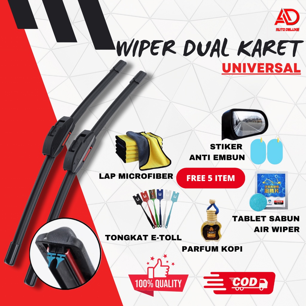 Jual Wiper Mobil Double Karet 2 Lapis Karet Model Karet Ganda Dual Blade Universal Untuk Semua ...