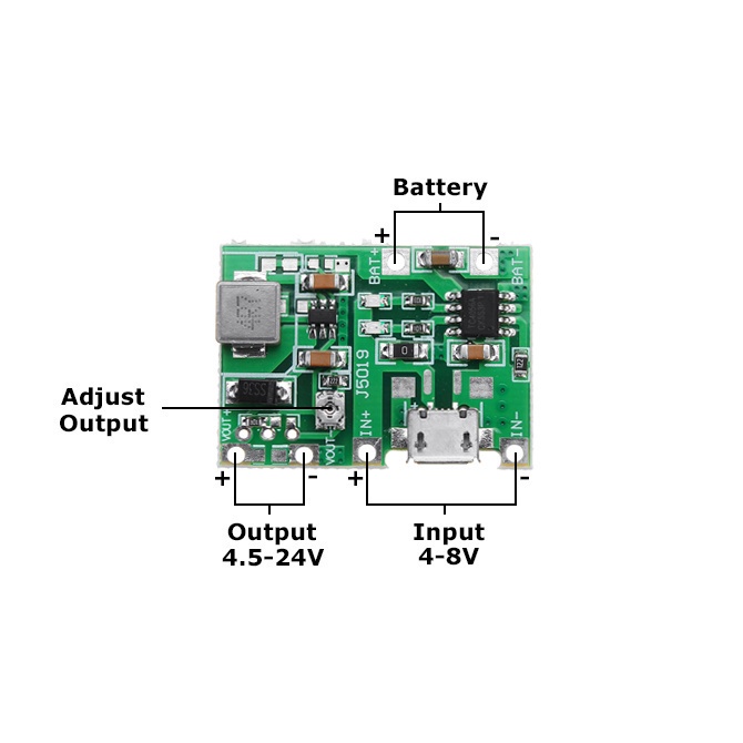 Jual (OML) J5019 Modul 2in1 Charger + Step Up Adjustable Baterai 18650 TP4056 BB-64D | Shopee ...