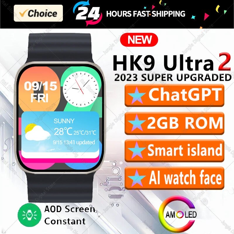 Jual NEW HK9 Ultra 2 AMOLED Smart Watch Men ChatGPT Smartwatch Dynamic Island 2GB ROM Ai Watch ...