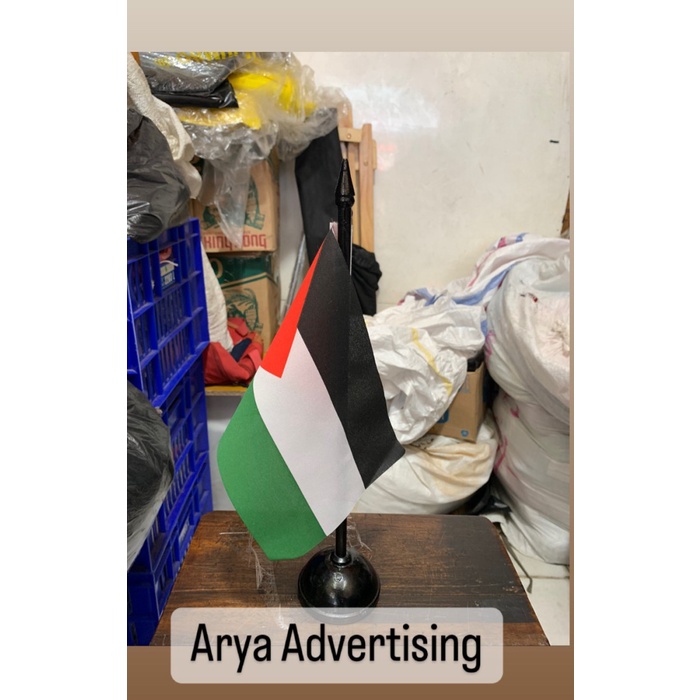 Jual Bendera negara PALESTINA+tiang kayu meja H24 | Shopee Indonesia