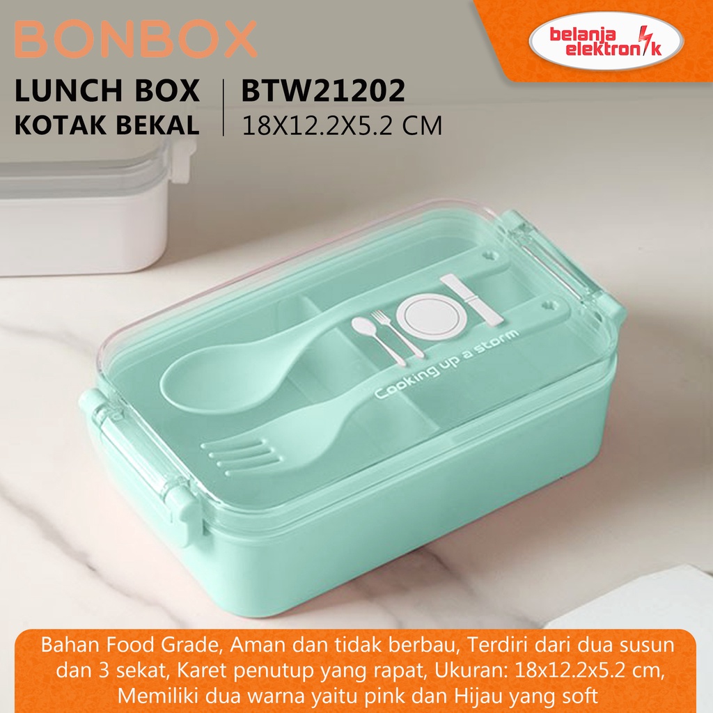 Jual BONBOX Kotak Bekal Makan Lunch Box Anti Tumpah Food Grade BTW21202 | Shopee Indonesia