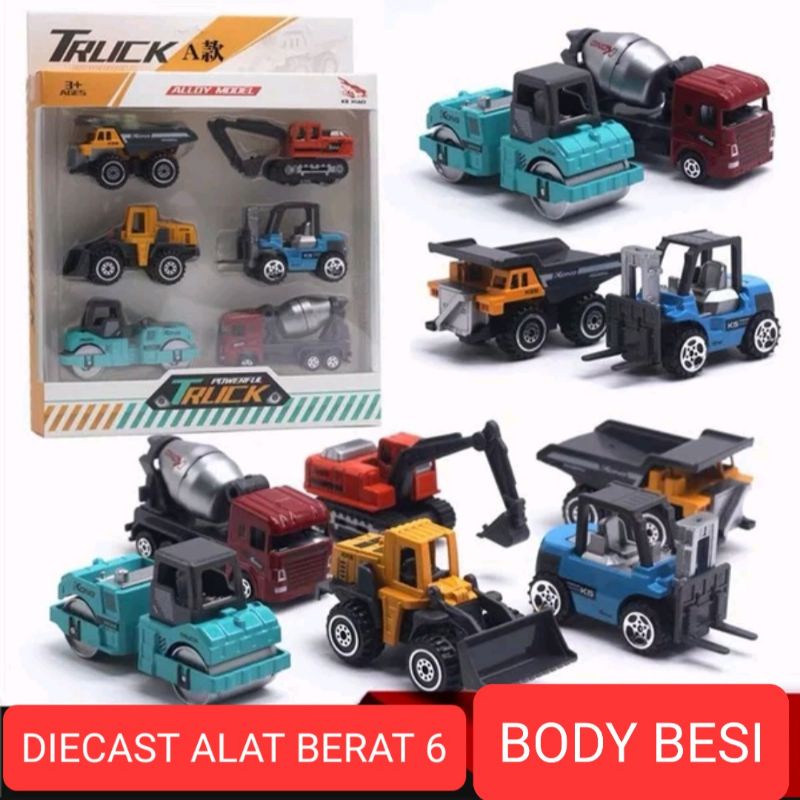 Jual Diecast Alat Berat 6 in 1 Truck Buldozer excavator Loader Forklift ...