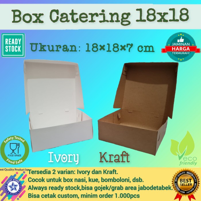 Jual Box Catering/ Kotak Nasi/ Dus Snack 18x18 - coklat laminasi Simple ...