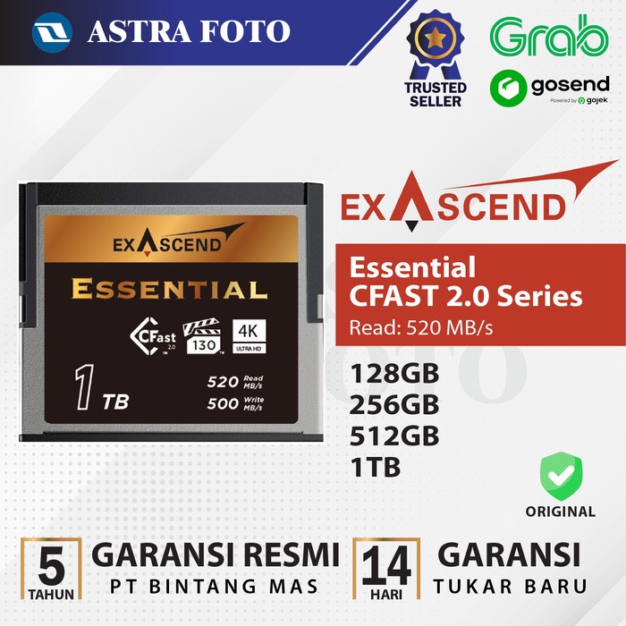 Jual Memory Card Exascend Essential CFAST 2.0 Series S:Burst Speed - Essential 512GB | Shopee ...