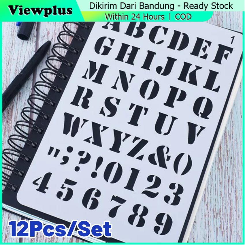 Jual 12Pcs/Set Penggaris Cetakan Huruf Angka Penggaris Sablon Stensil ...
