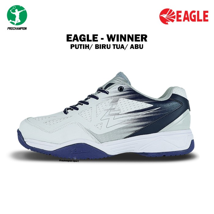 Jual Sepatu Tenis Eagle Shoes Winner Putih Biru Tua Abu | Shopee Indonesia