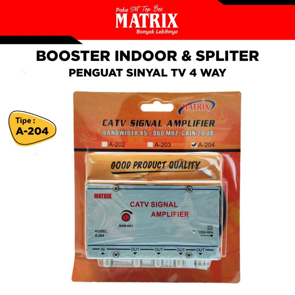 Jual MATRIX - Booster Indoor dan Spliter MATRIX A-204 - Penguat Sinyal TV 4 Way | Shopee Indonesia