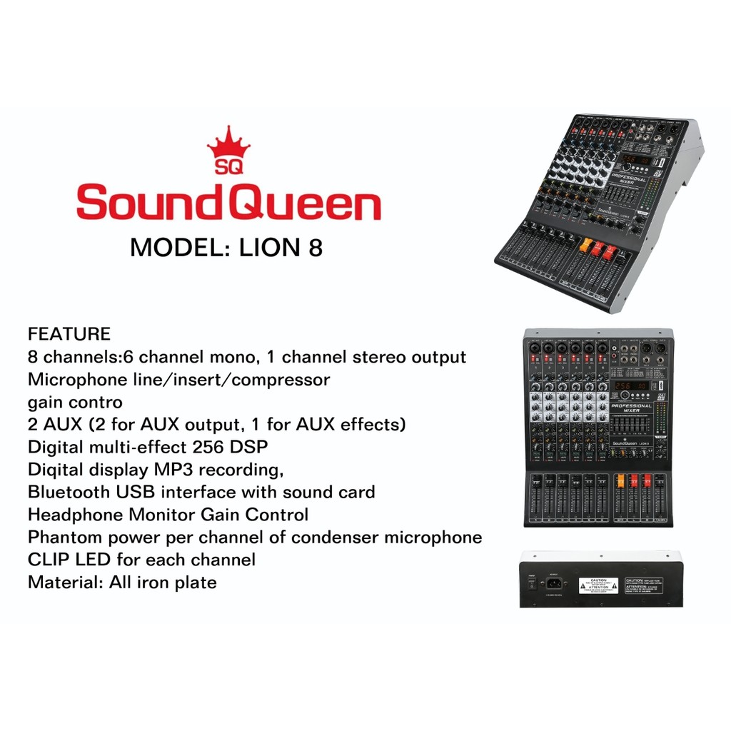 Jual MIXER AUDIO SOUNDQUEEN LION 8 Mixer Sound Queen Lion8 8ch | Shopee ...