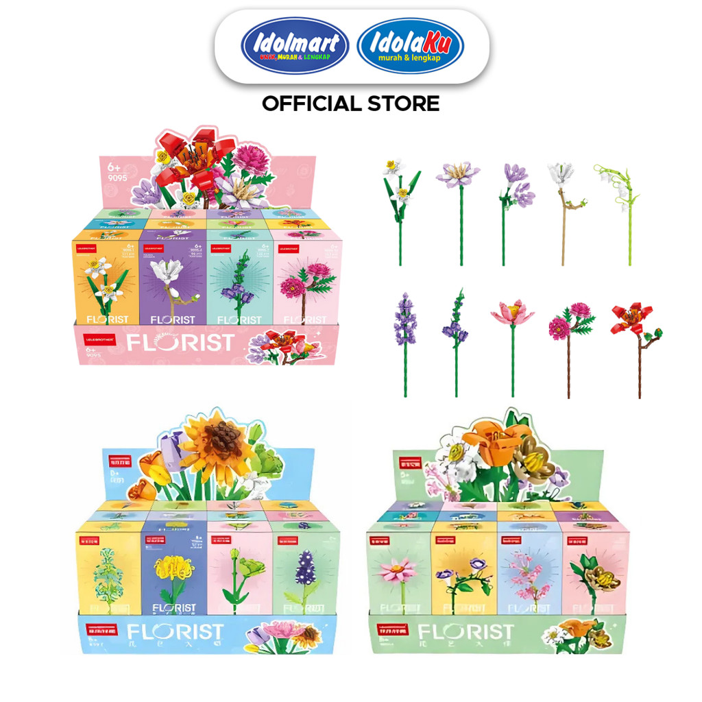 Jual IDOLAKU Bricks Bunga Tangkai Hiasan Balok DIY Bunga Buket Mainan ...