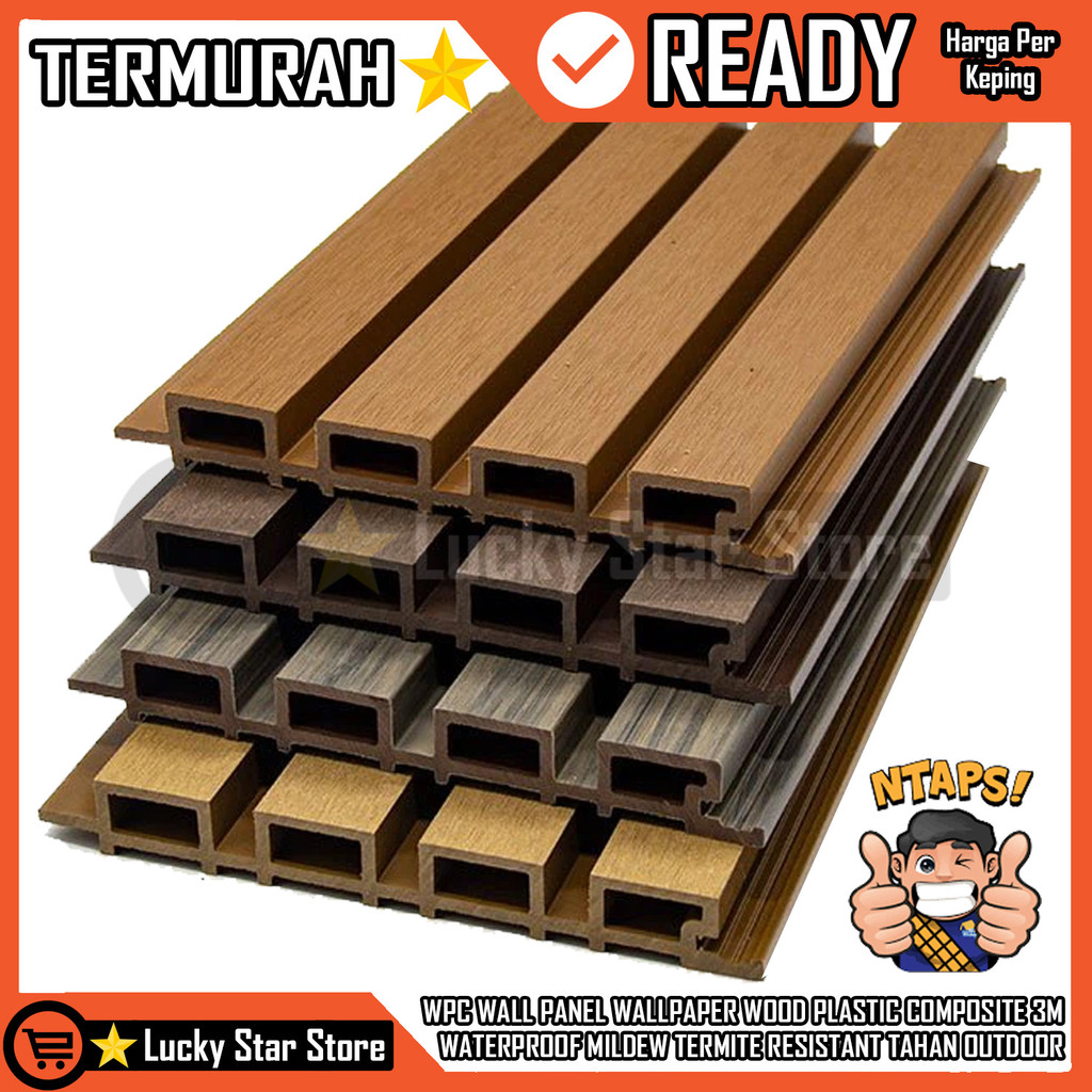 Jual Wood Plastic Composite Waterproof Mildew Termite Resistant Size 3M ...