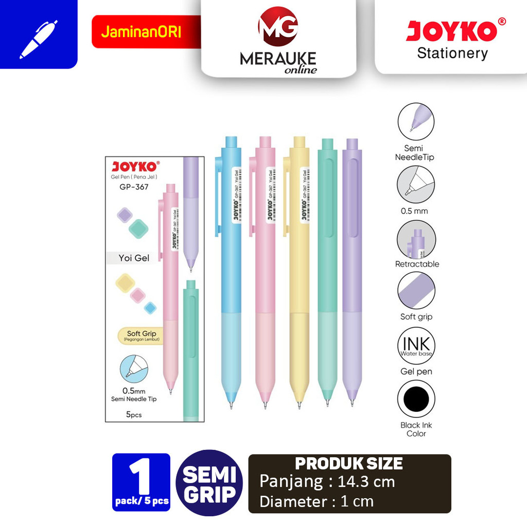 Jual Gel Pen Pulpen Gel Joyko GP-367 Yoi Gel 0.5mm (1 Pack isi 5 Pcs) | Shopee Indonesia