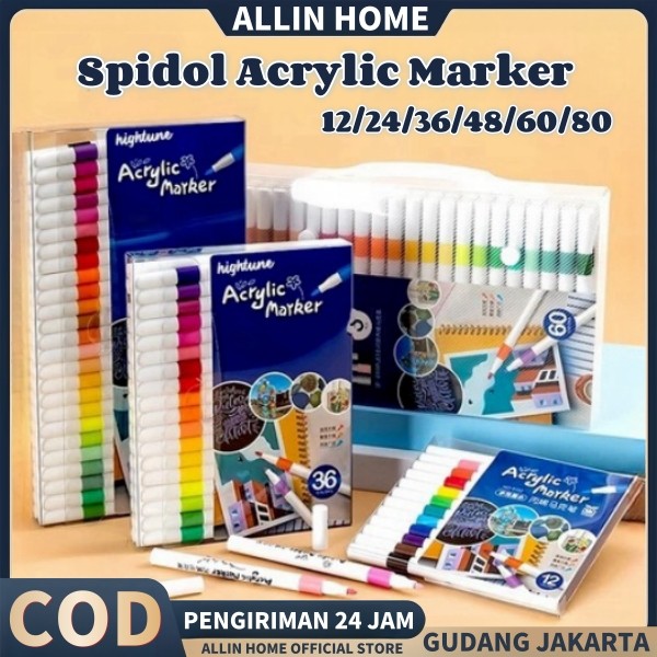 Jual Allinhome - Spidol Acrylic Marker 12/24/36/48/60/80 Warnas Paint ...