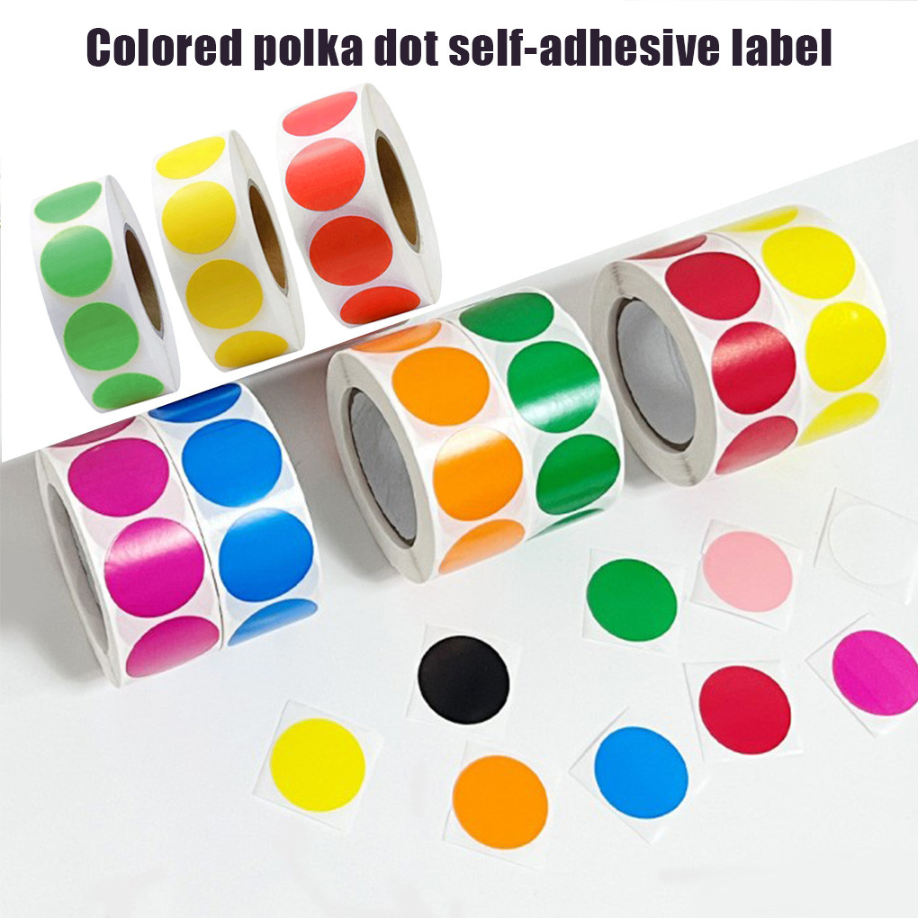 Jual Stiker Bundar 500pcs/roll Sticker Label Dot Thermal Marker Label ...