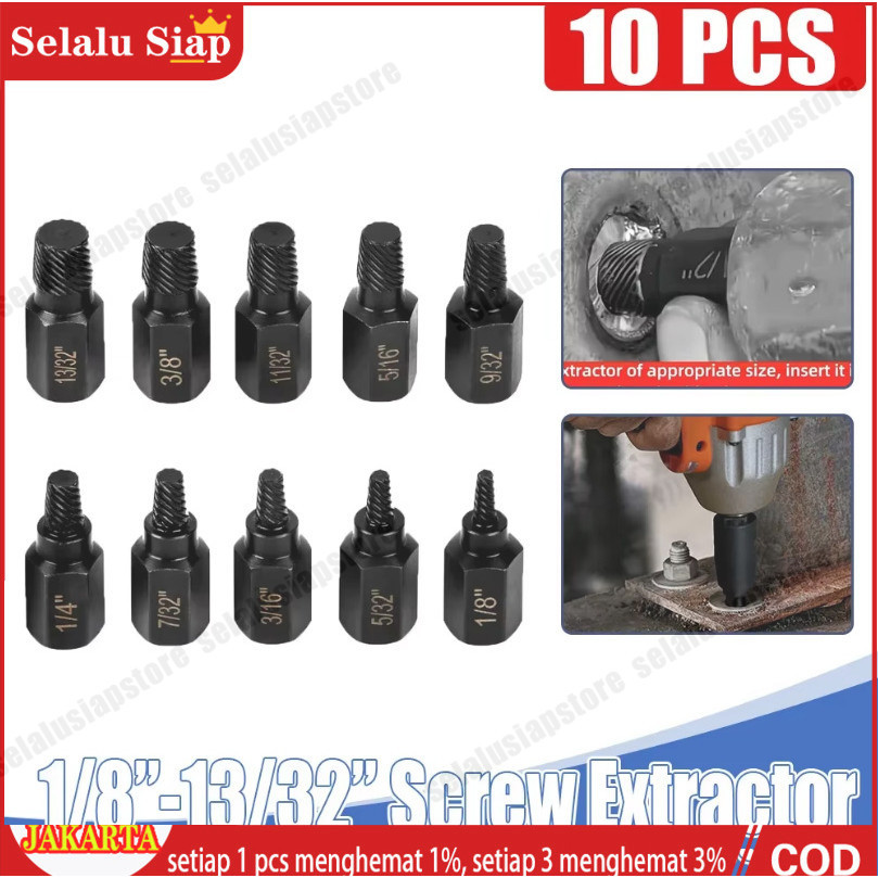 Jual 10pcs Screw Extractor Set Pembuka Baut Dol Hexagon Alat Pembuka ...