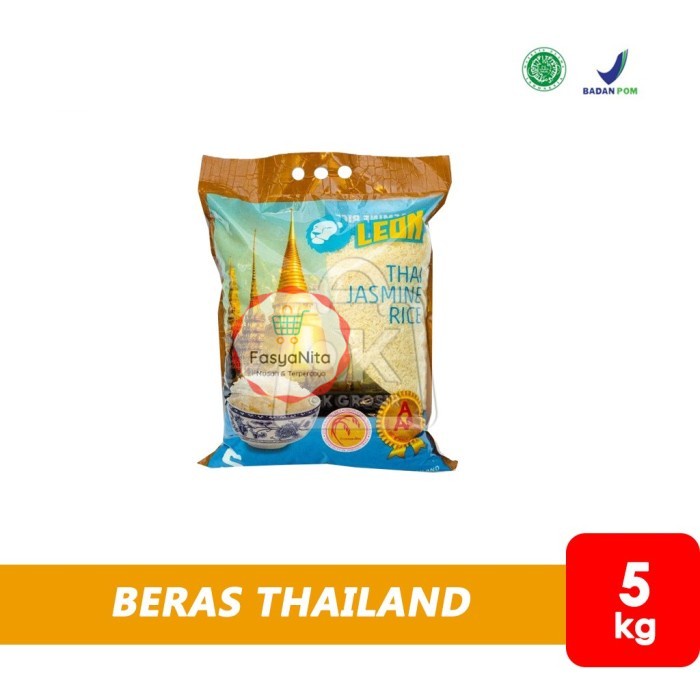 Jual Beras Thailand Thai Jasmine Rice LEON / Beras Melati (5 Kg ...
