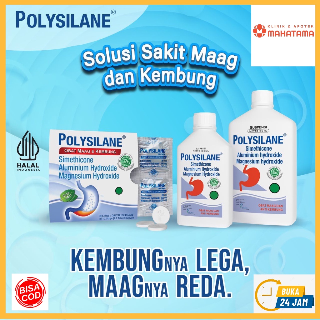 Jual (Bisa COD) Polysilane Obat Maag Tablet 1 strip/ Suspensi 100ml dan ...