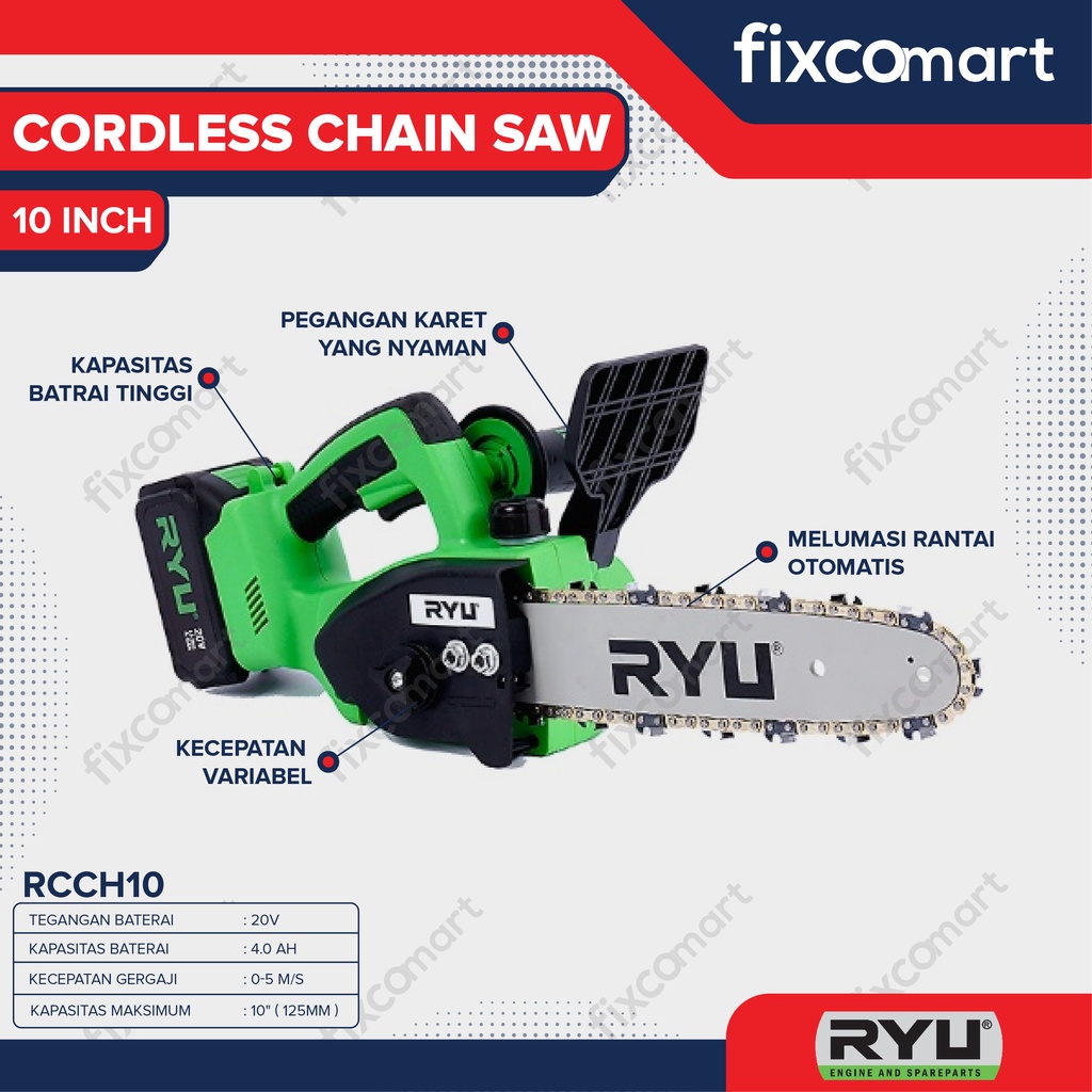 Jual RYU Cordless Chainsaw 10" - Gergaji Mesin | Shopee Indonesia