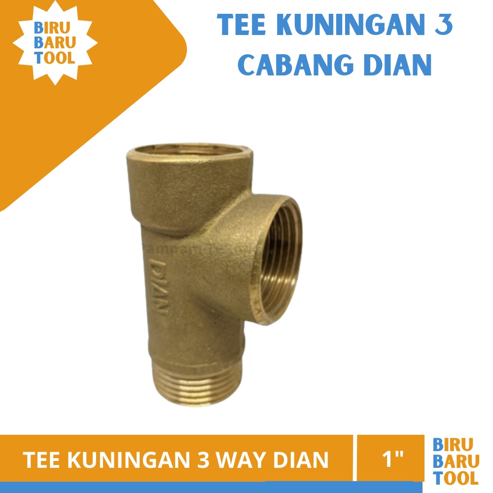 Jual TEE WAY / T JET PUMP 3 WAYS 1" KUNINGAN merek DIAN KUAT dan TEBAL ...