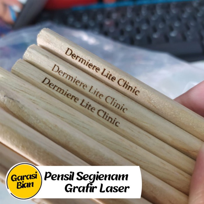 Jual Custom Grafir Laser Pensil Kayu Segienam Cetak Nama / Logo Tip 2B ...