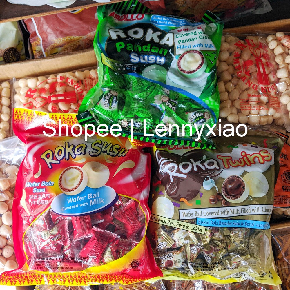 Jual Apollo Roka Twins Wafer Ball Bulat Coklat - Pandan - Mini Bar ...