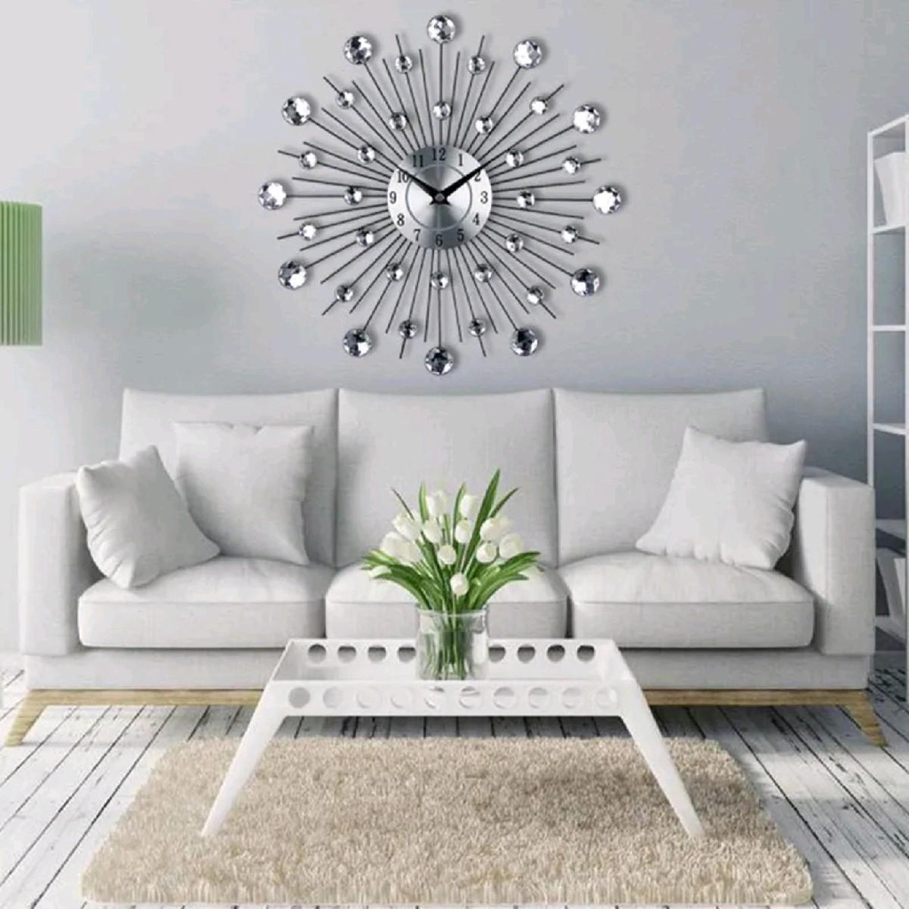 Jual Jam Dinding Design Cantik Ruang Tamu Mewah 3D Quartz Creative ...